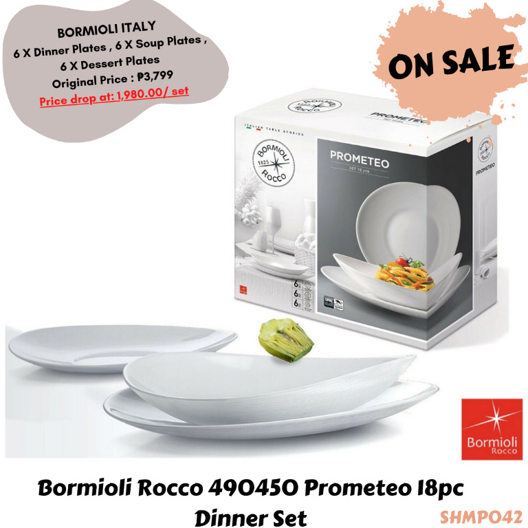 Bormioli Rocco 490450 Prometeo 18pc Dinner Set 6 X Dinner Plates , 6 X ...