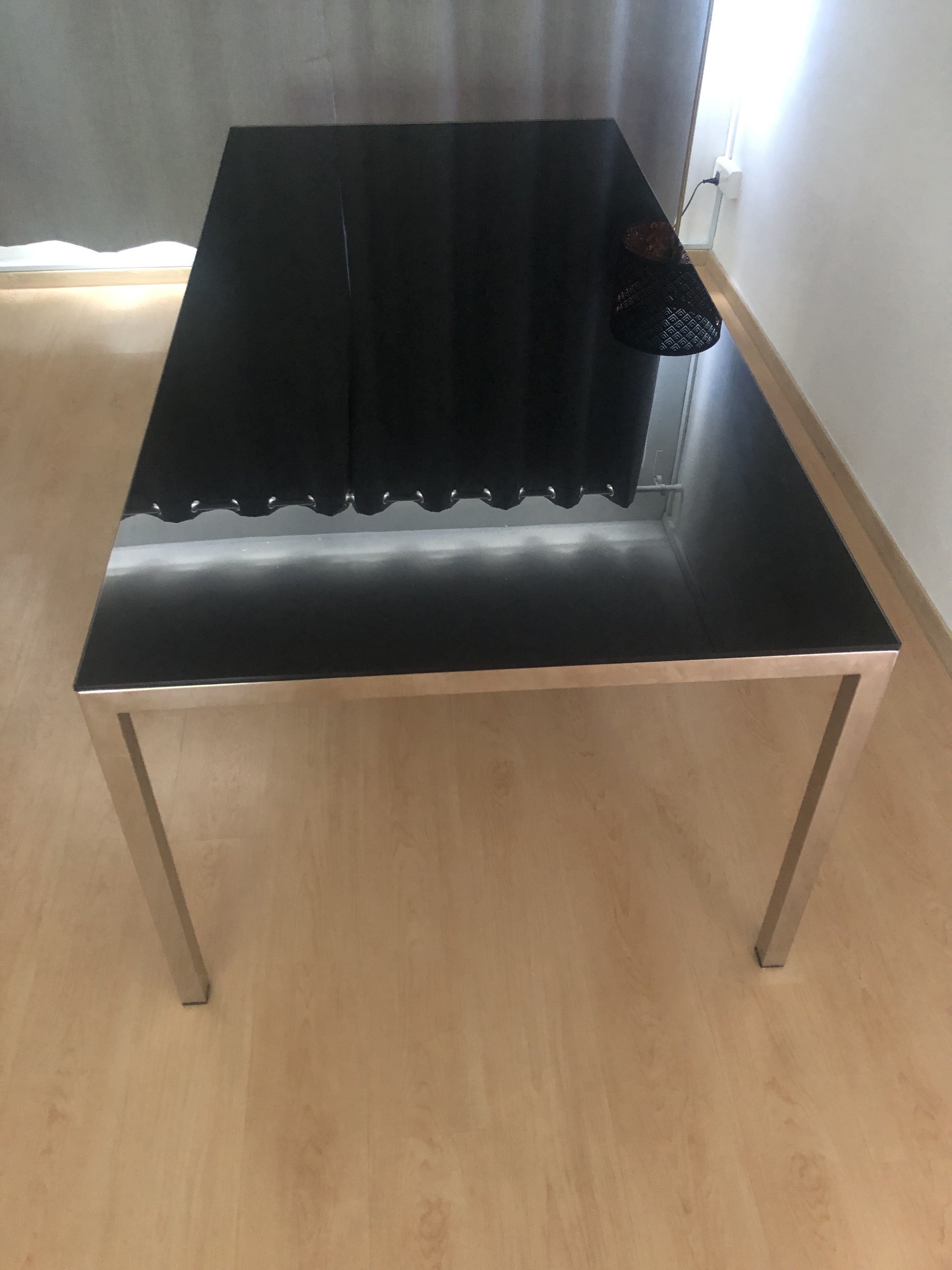 Cellini Dining Table 2m x 1m Original Price $1,800 (Glass Top Metal ...