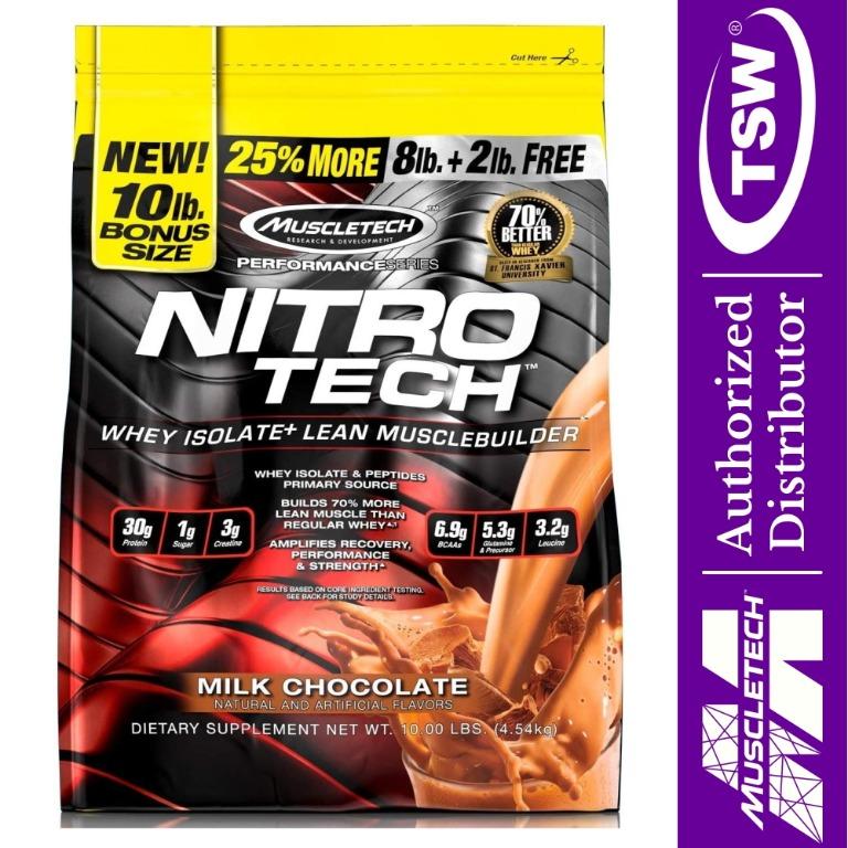 MuscleTech Nitro Tech 10 lbs, Health & Nutrition, Health Supplements ...