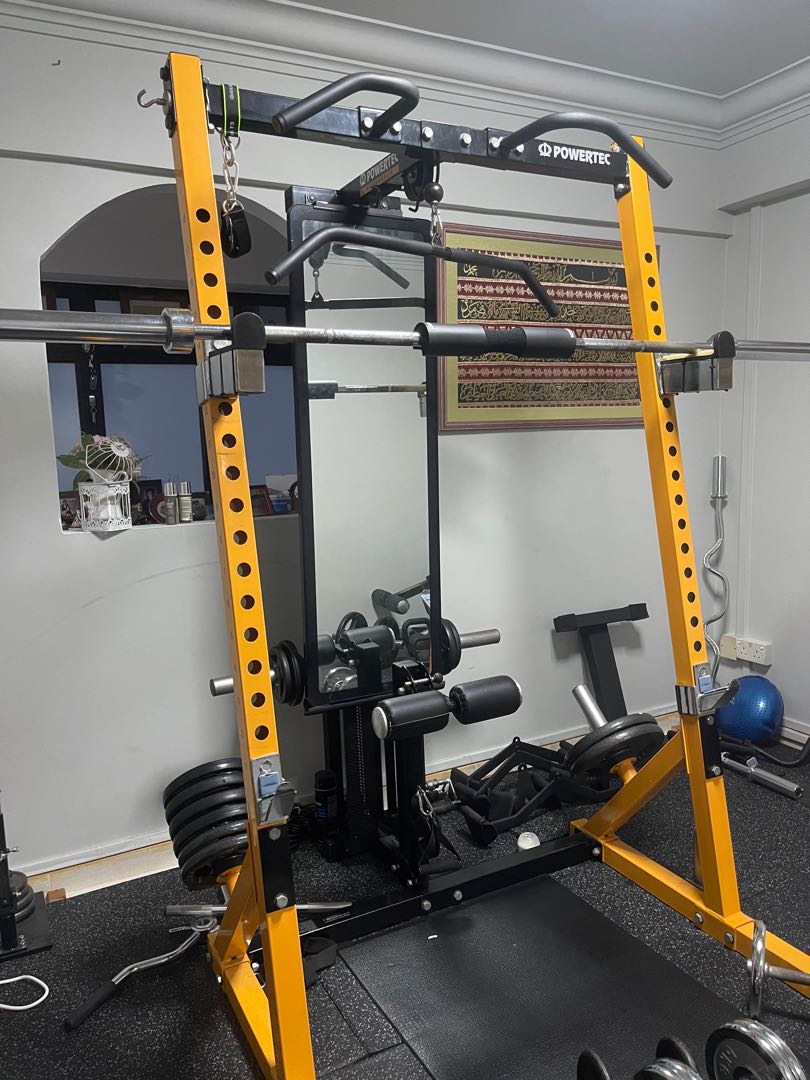 Powertec Squat Rack + Lats Pulldown Attachment, Sports Equipment ...