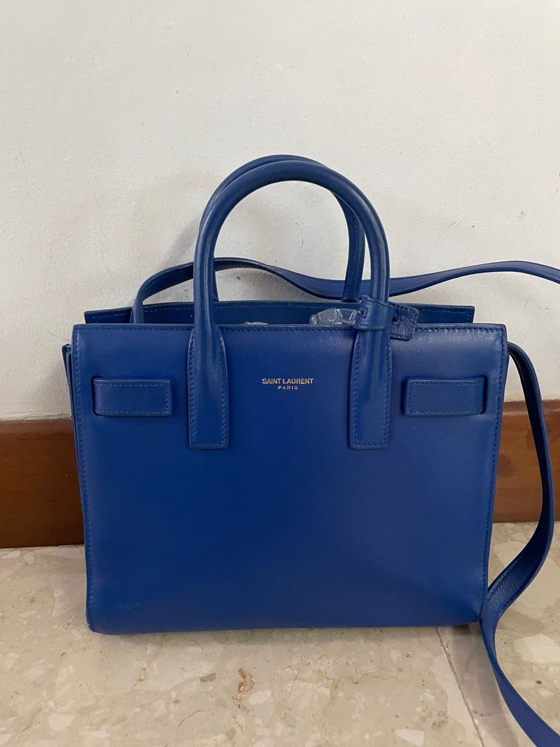 YSL Yves Saint Laurent royal blue classic sac de jour nano, Women's ...