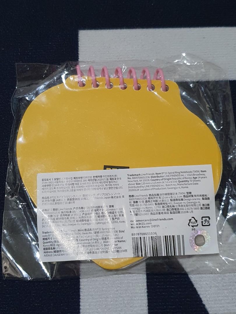 PALUGI SALE BT21 TATA HEART FACE SPRING NOTES, Hobbies & Toys ...