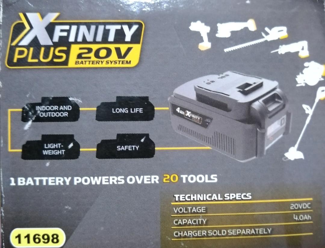 Workzone Gardenline Ferrex Xfinity Plus 20V 4.0Ah Rechargeable Li-Ion ...