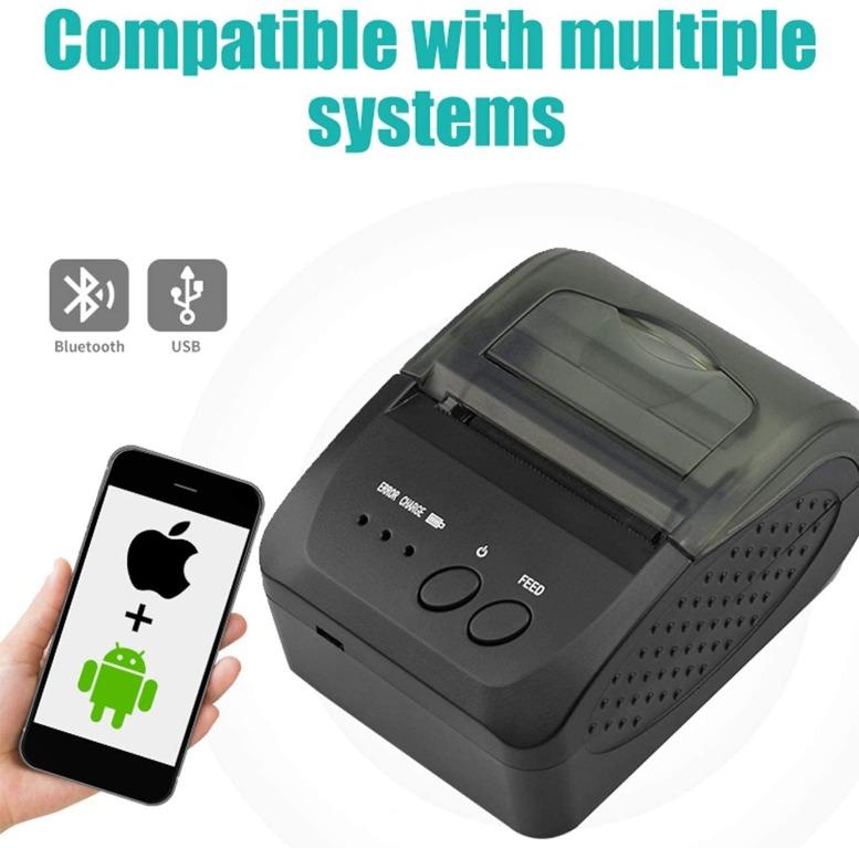 58MM Portable Bluetooth Mobile Printer Thermal Receipt Printer Mini POS ...