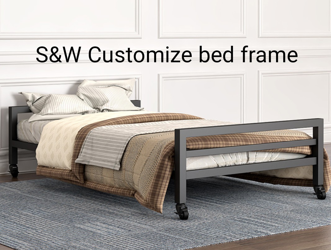 Customize bed frame with wheels single/supper single/queen/king size ...