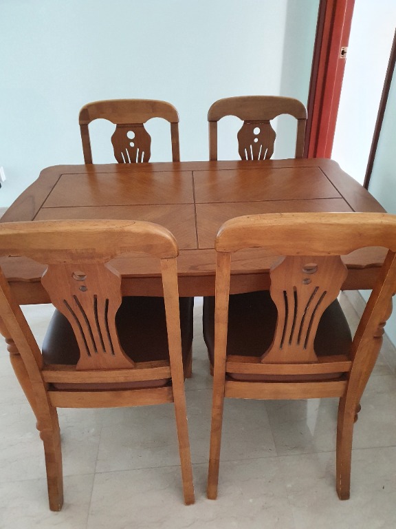 dining table + 4 chairs, Furniture & Home Living, Furniture, Tables ...