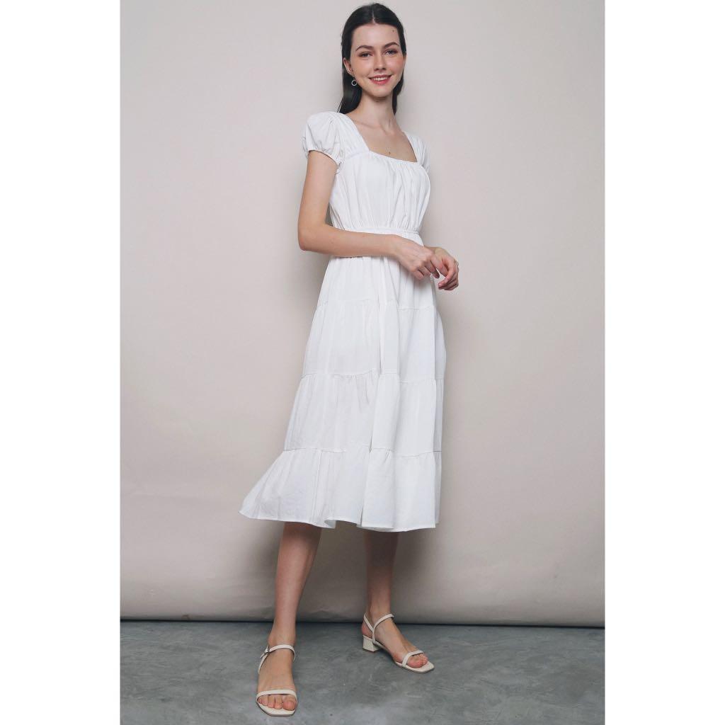 HH Beatrix MIDI Dress White, Women's Fashion, Dresses & Sets, Dresses on Carousell