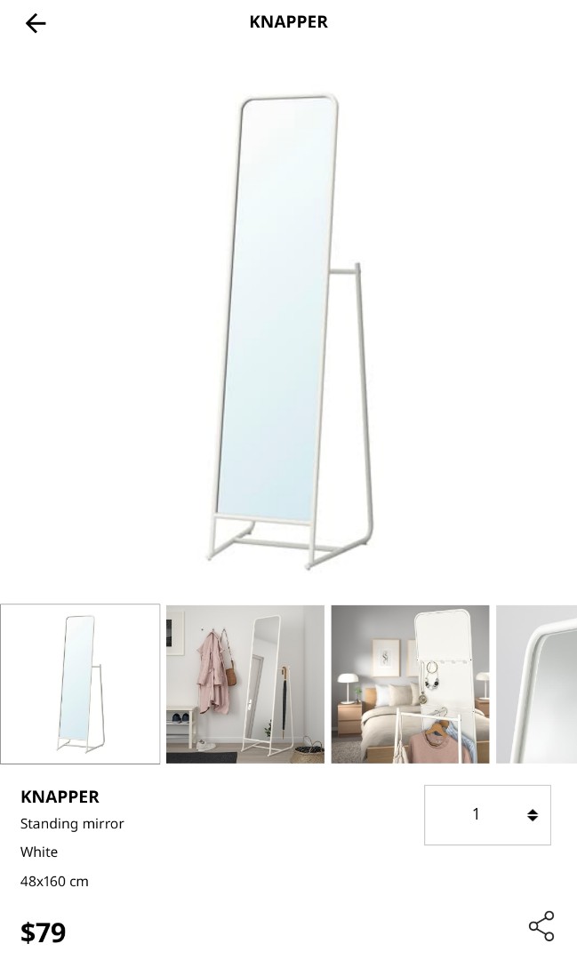 IKEA's Standing Mirror (KNAPPER), Furniture & Home Living, Home Decor ...
