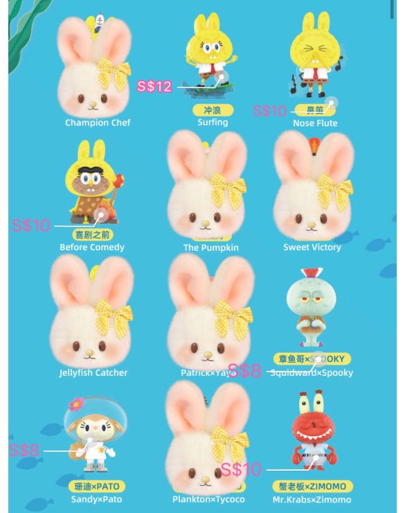 Labubu Spongebob The Monsters, Hobbies & Toys, Toys & Games on Carousell