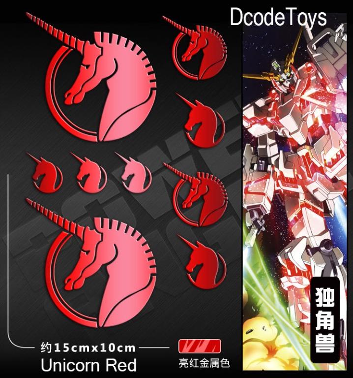 Metal Sticker Unicorn Gundam Gunpla Logo & Icon - not bandai PG MG RG ...