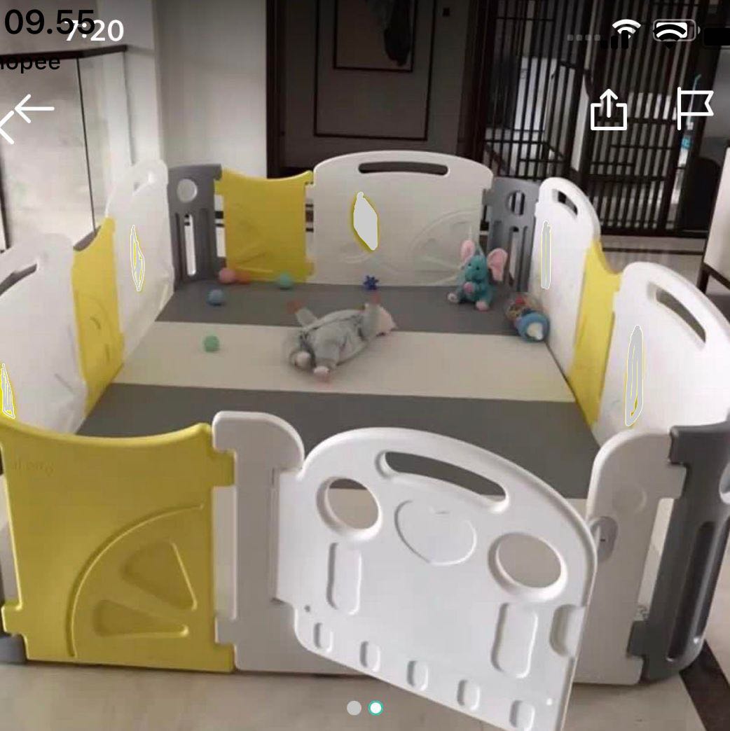 Playpen & Mat - IFAM playpen 14pcs + Playmat lemon w3 + safely secured ...