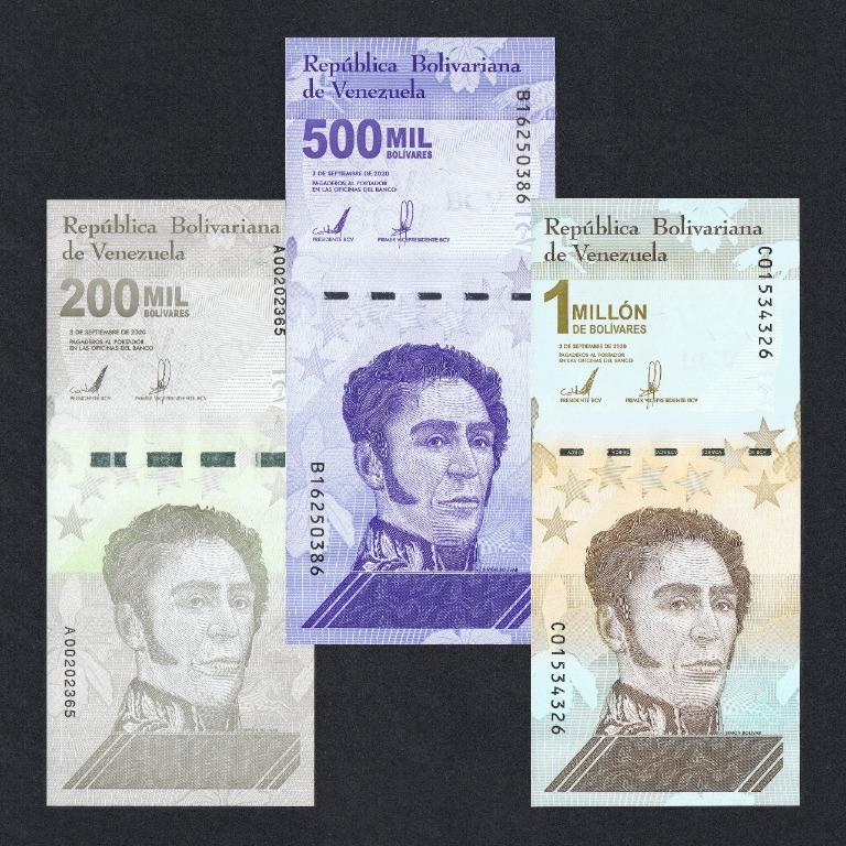 SET 2020/2021 VENEZUELA 200000, 500000 & 1000000 Bolivares P-112 113 ...