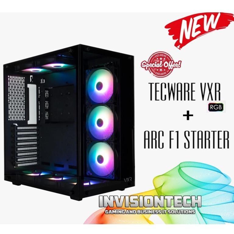Tecware Vxr E Atx Front Side Tg Pc Case Tecware Arc Starter Kits Bundle 4x F1 F2 F3 Argb Fans