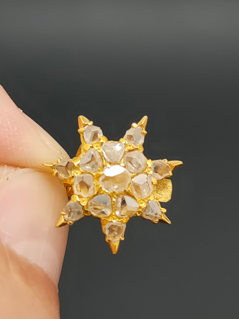 Vintage 18K gold intan Star Bintang Brooch Pin Peranakan Straits ...