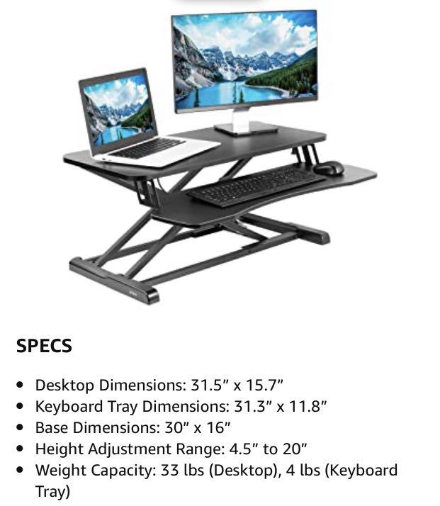 VIVO Stand Up Height Adjustable 32 inch Desk Riser, Sit Standing ...