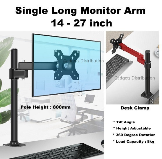 80cm SM-C012L80 14 - 27 inch Single Computer Monitor Arm TV Mount Stand ...