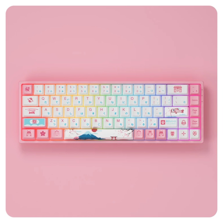 AKKO 3068V2 Tokyo Sakura R2 PBT Keycap Mechanical Keyboard TTC Gold ...