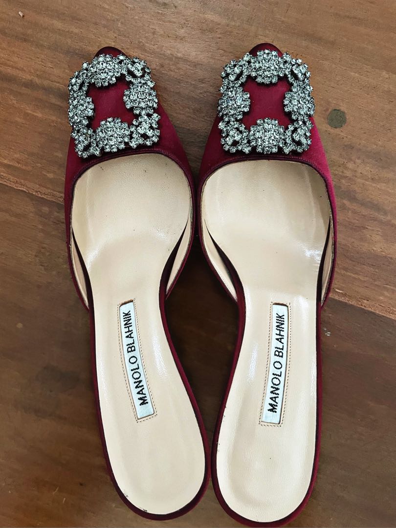 Authentic Manolo Blahnik Wine ( Marsala red), Women's Fashion, Footwear ...