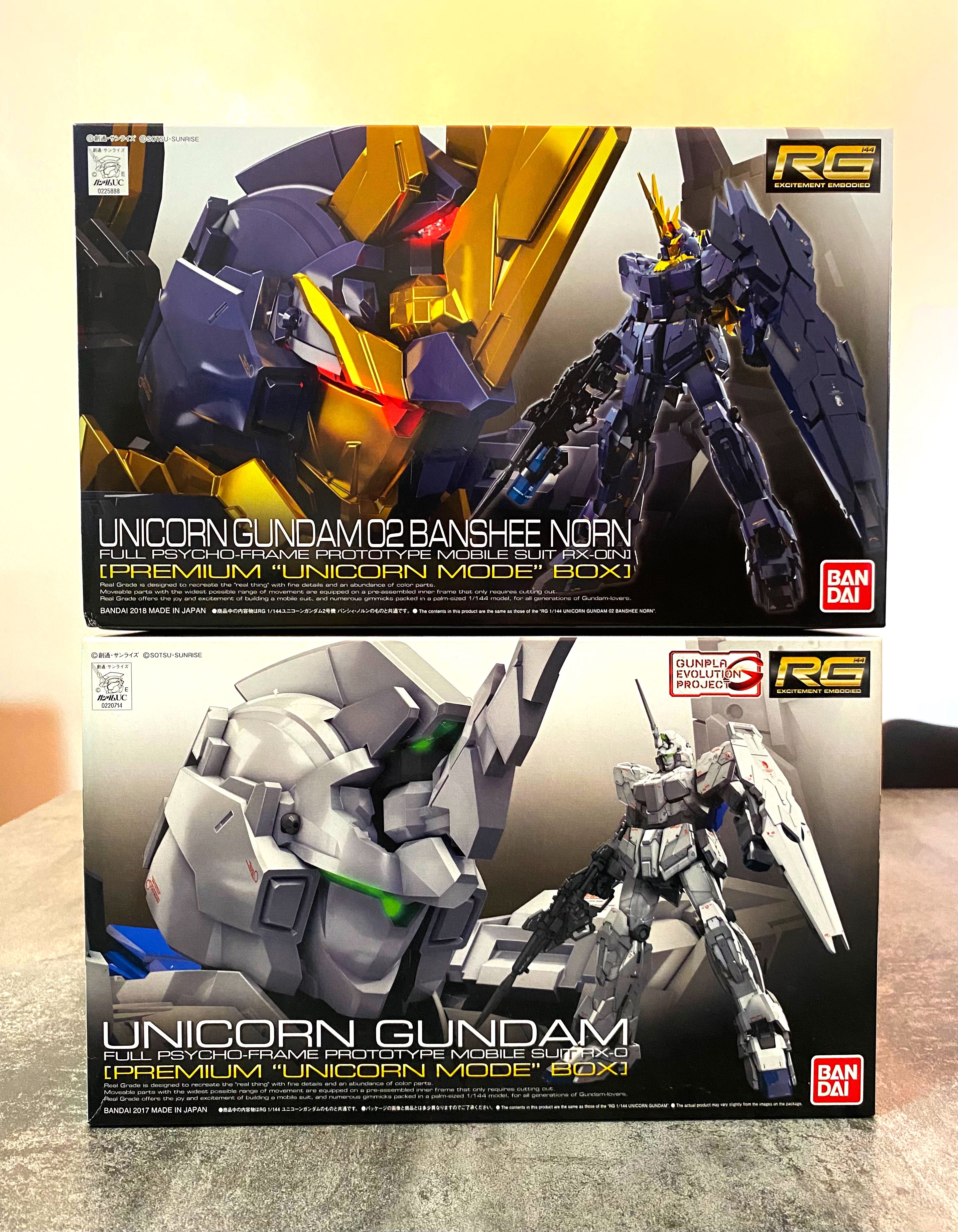 (Bundle Set) RG 1/144 Premium Box Art Unicorn Banshee 01 02 Gunpla ...
