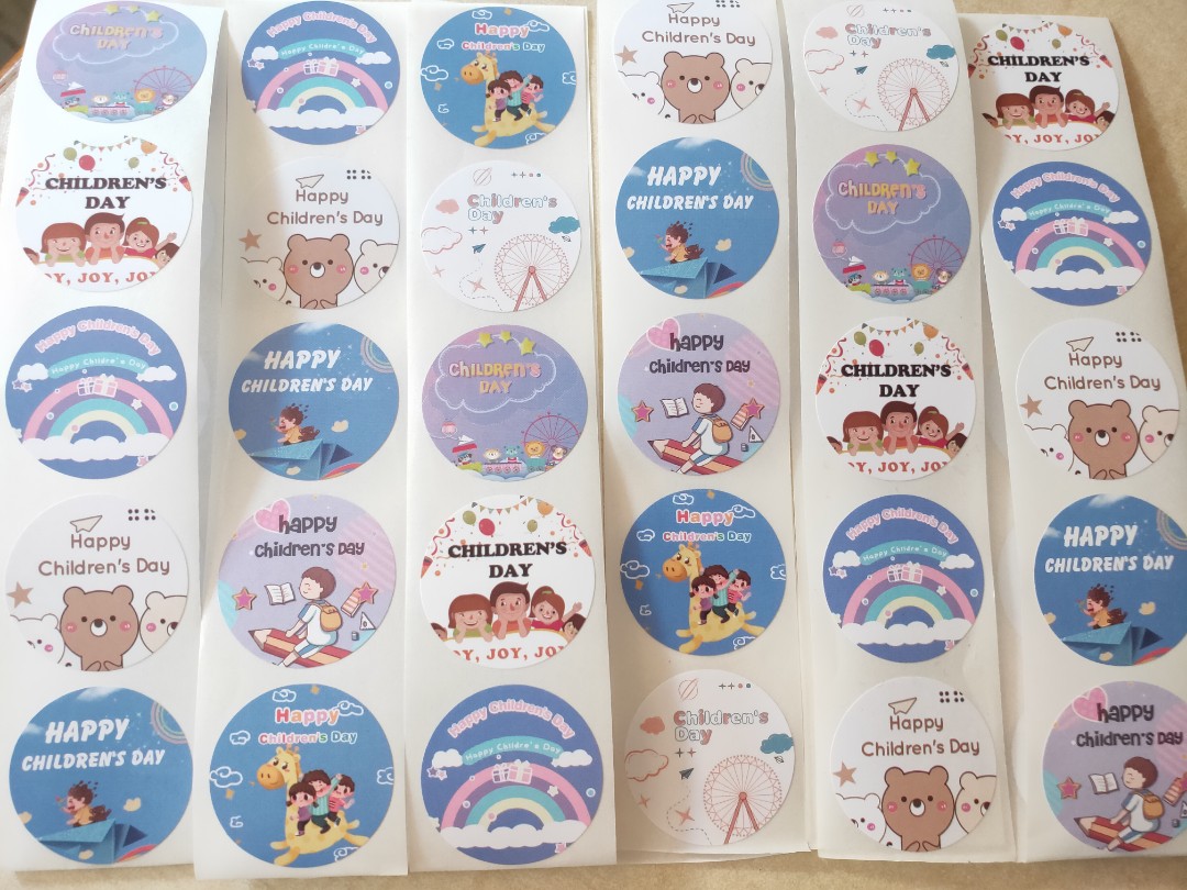Happy Children's Day Sticker labels, Hobbies & Toys, Stationery & Craft ...