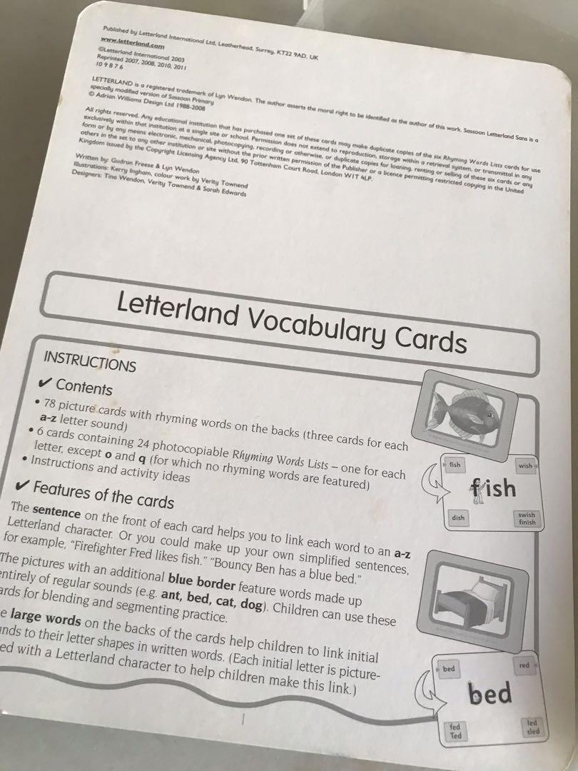 Letterland Vocabulary Cards, Hobbies & Toys, Books & Magazines ...