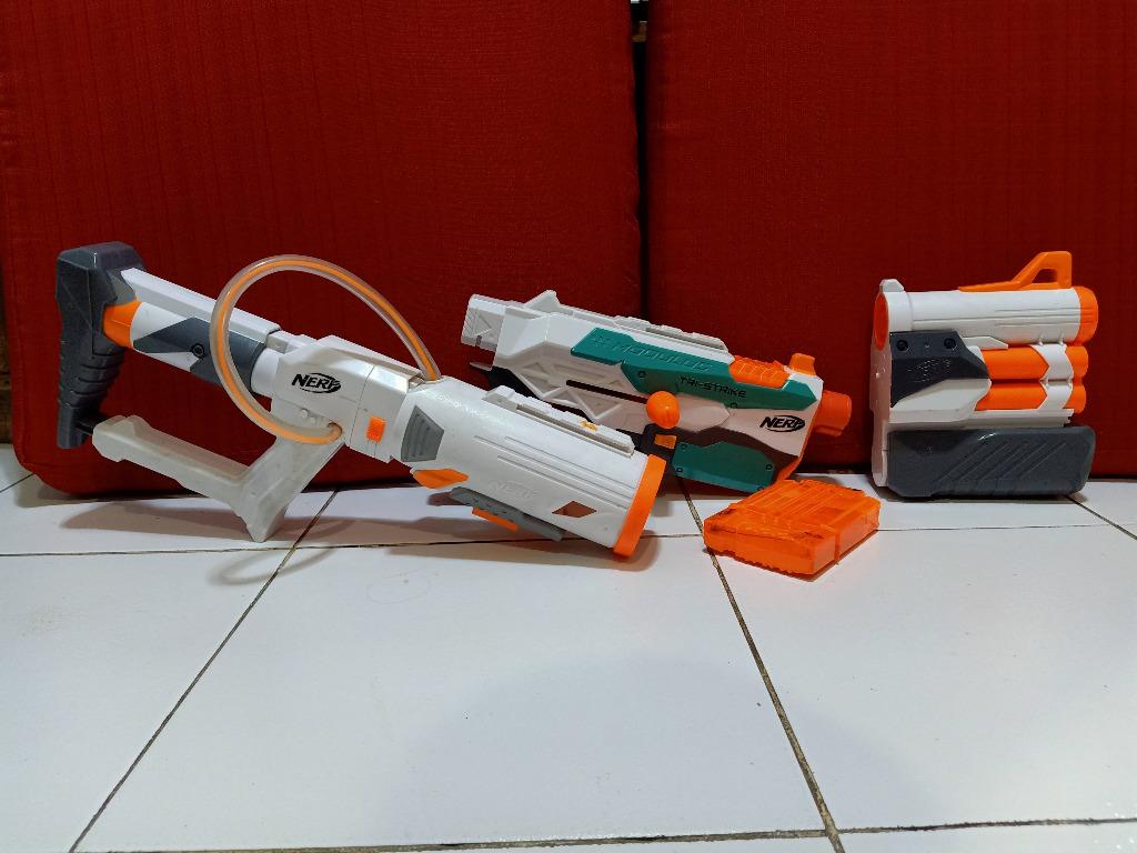 NERF Modulus Tri-Strike Orange Trigger Mega Blaster missile launcher ...