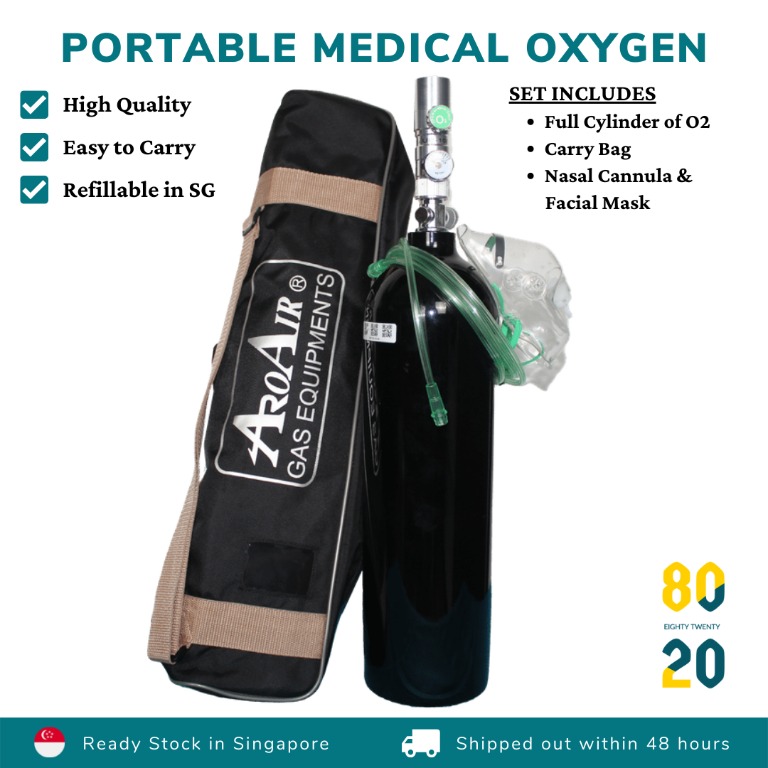 [READY STOCK] Portable Oxygen Tank Medical Oxygen Therapy Set 420L ...