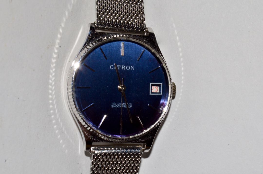 Vintage Citron Mechanical Silver Dress Watch(Manual Wind), Men's ...