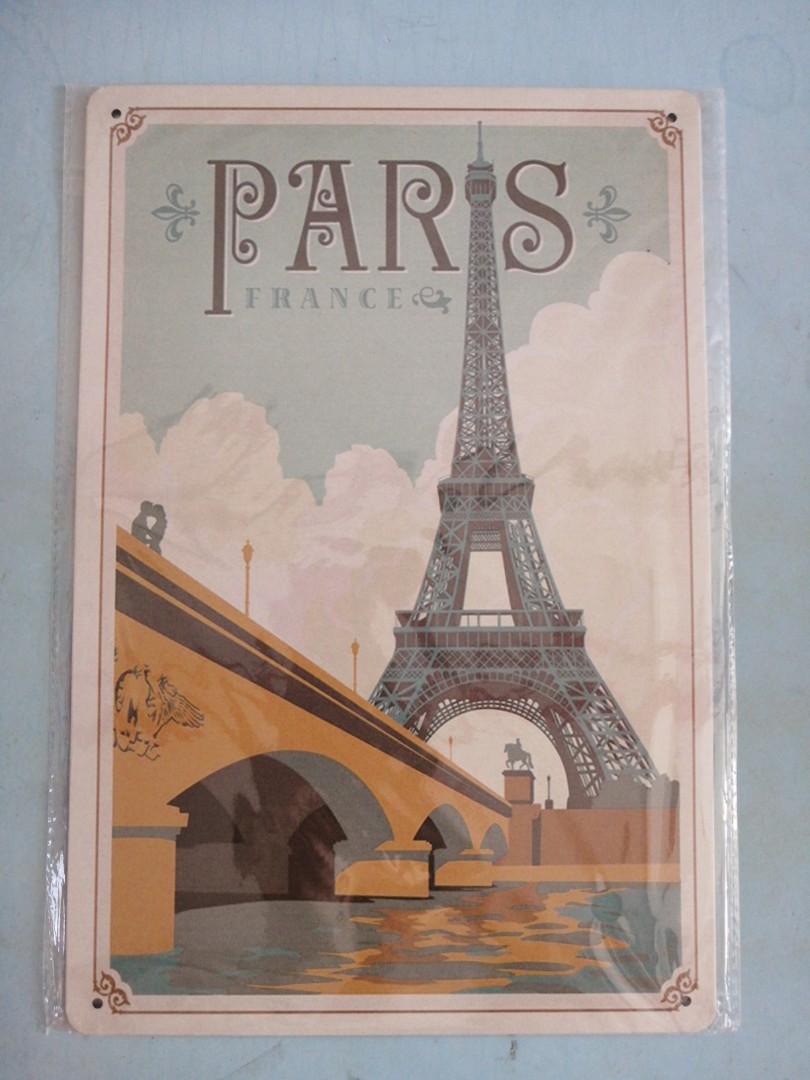 Vintage inspired metal sign Paris, Furniture & Home Living, Home Decor ...
