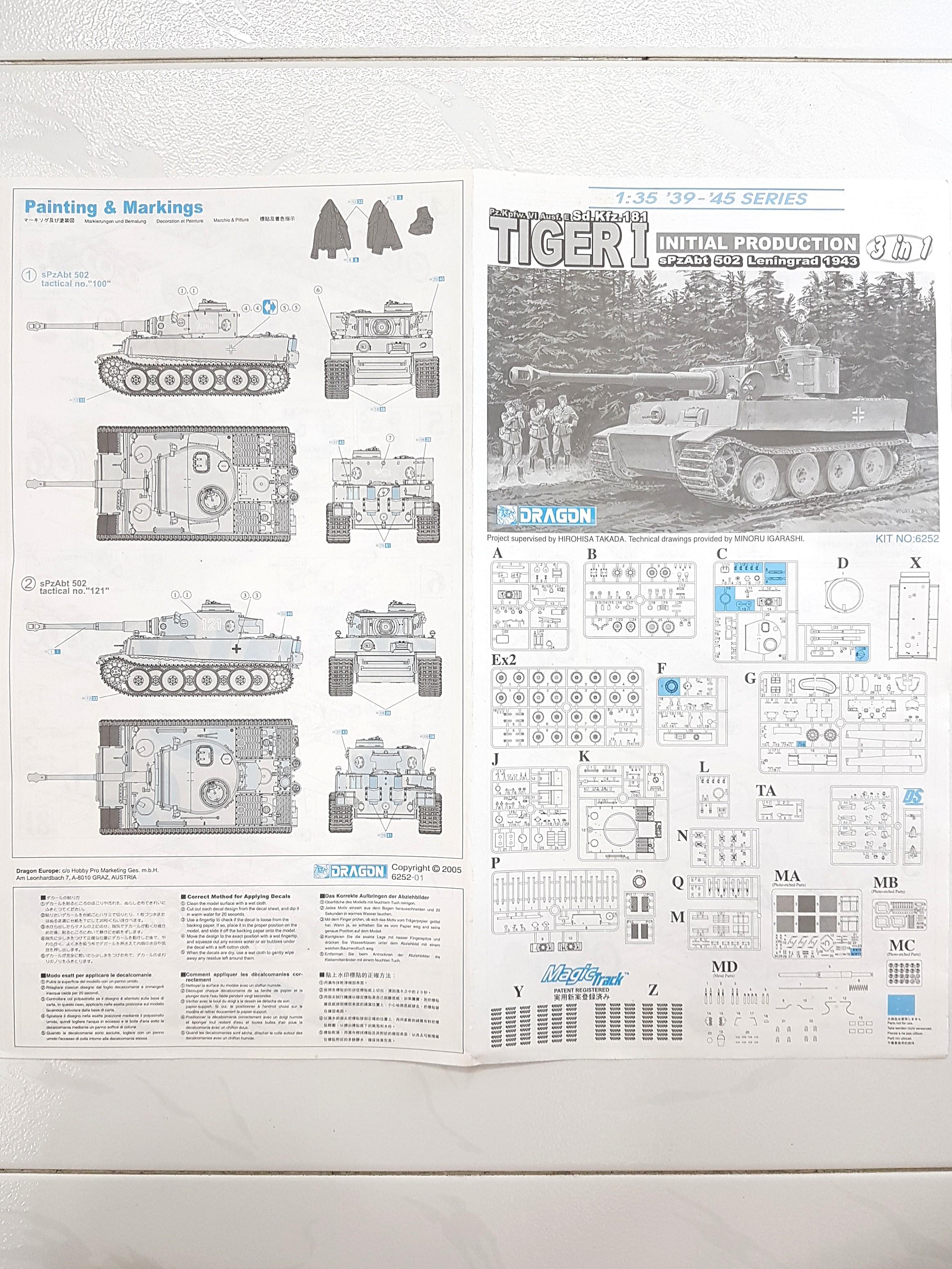 1/35 Dragon #6252 German Heavy Tank Tiger 1 Initial Prodn (3 in 1 ...