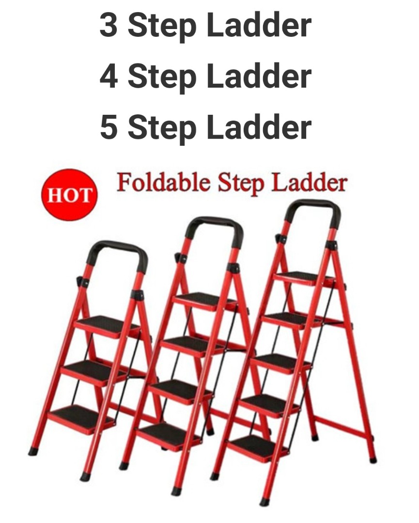 Foldable/Folding/Compact/Light Step Ladder/Large Stand Board Ladder 3/4 ...