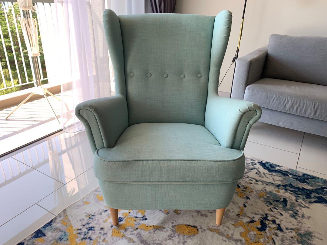 Ikea strandmon sofa wing chair, Furniture & Home Living, Furniture ...