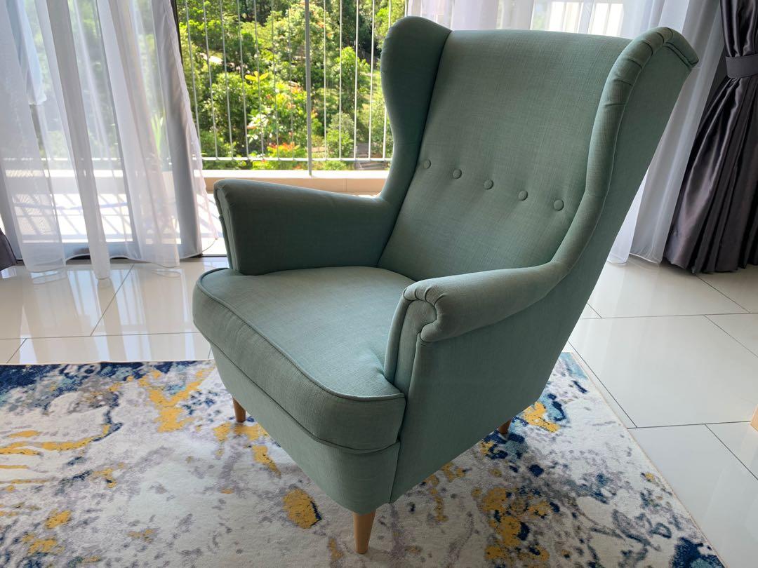 Ikea strandmon sofa wing chair, Furniture & Home Living, Furniture ...
