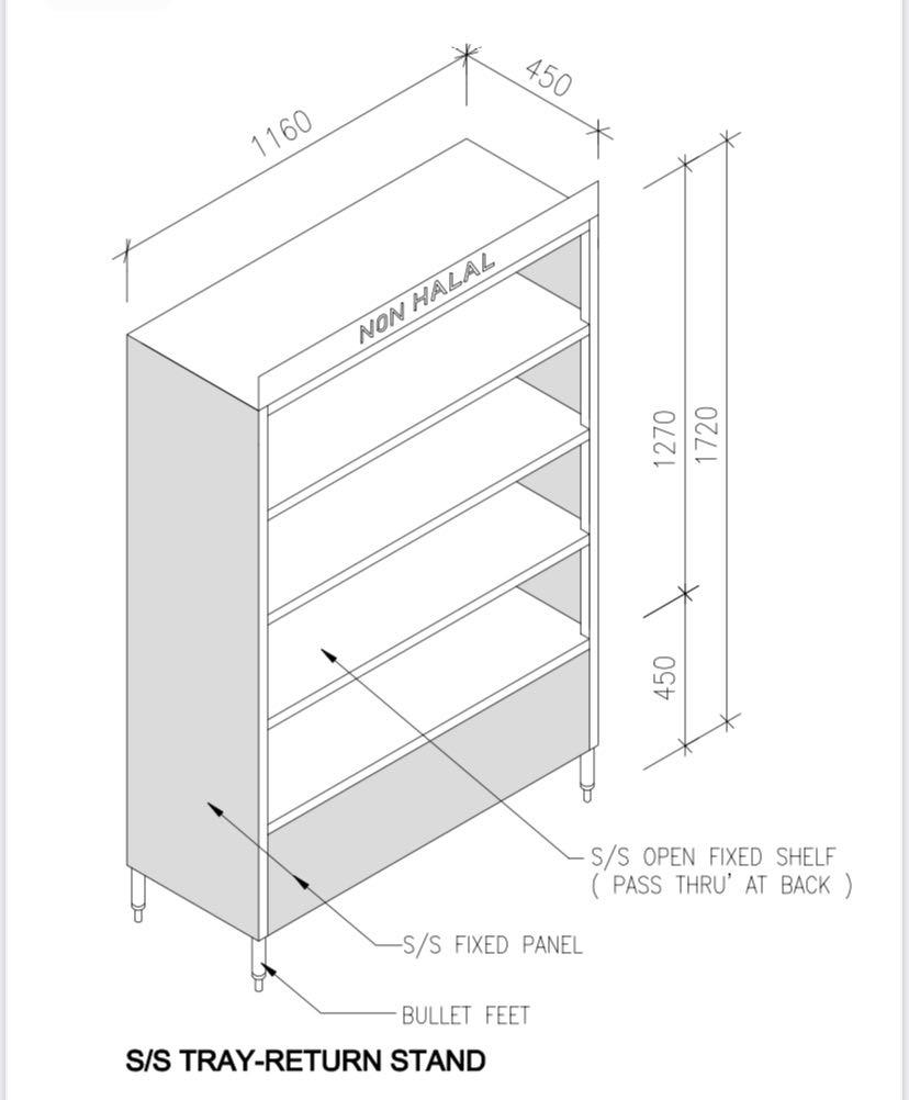 [NEW] Custom Made Stainless Steel Tray-Return Trolley Stand, Furniture ...