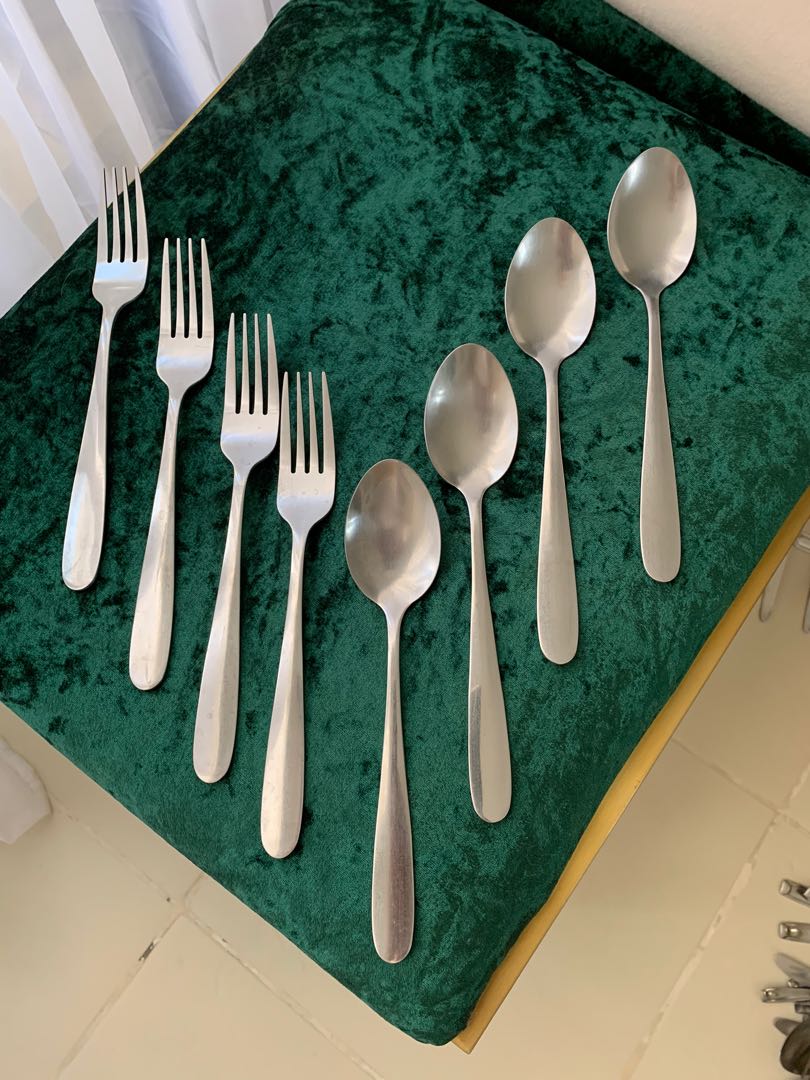 Stainless Steel Spoon and Fork Set, Furniture & Home Living ...