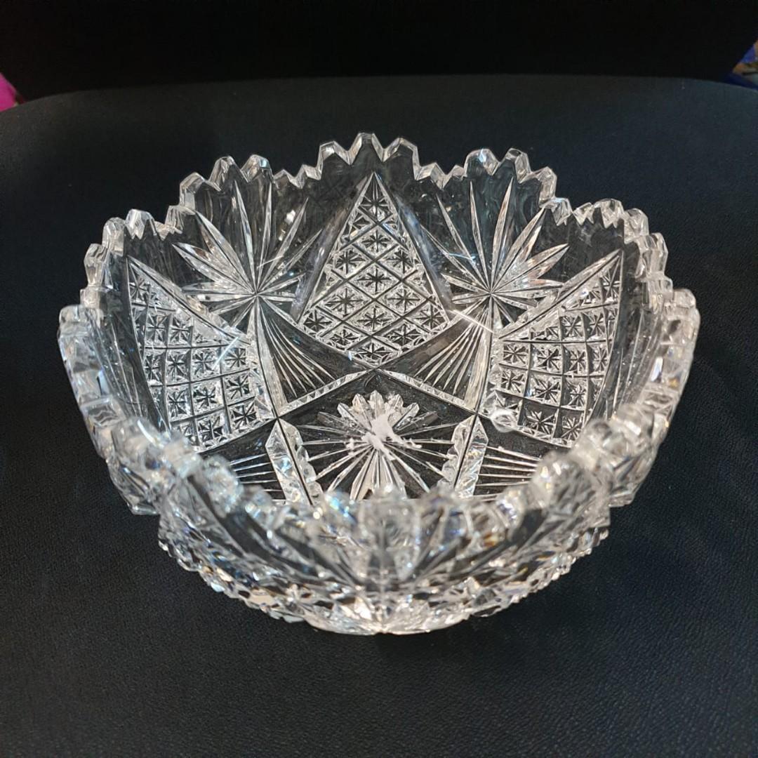 Vintage Deep-Cut Crystal Bowl, Furniture & Home Living, Home Decor ...