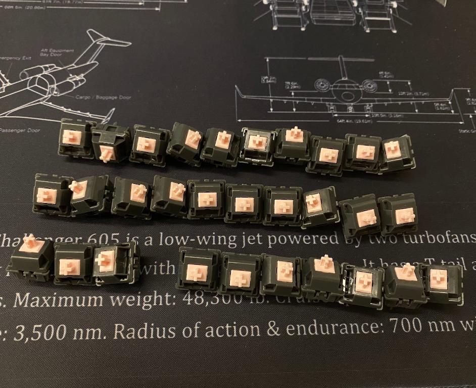 Alpaca switches Lubed and Filmed Mechanical Keyboard JWK Linear x30, 電腦 ...