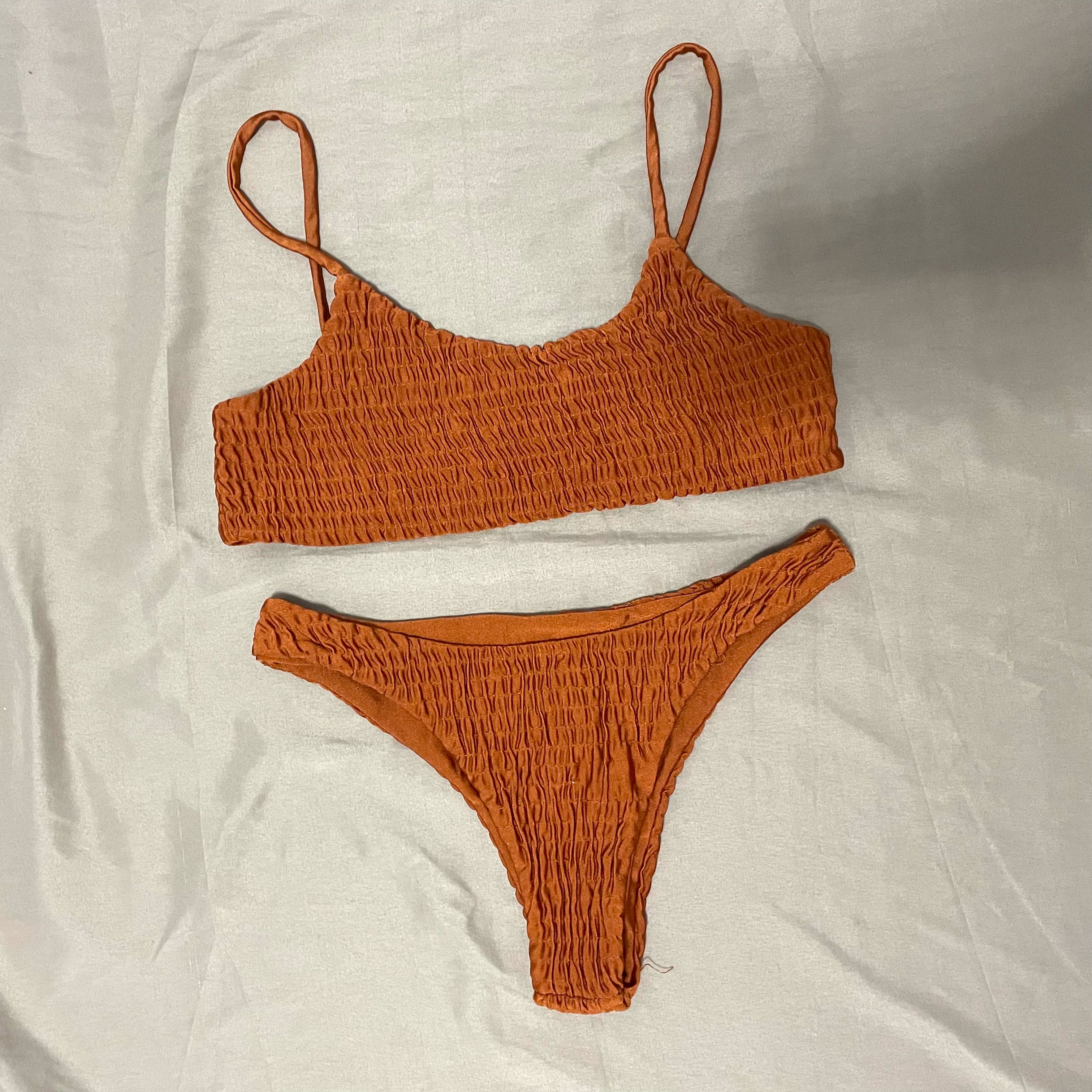 Burnt Orange Color Two Piece Swimsuit, Women's Fashion, Swimwear ...