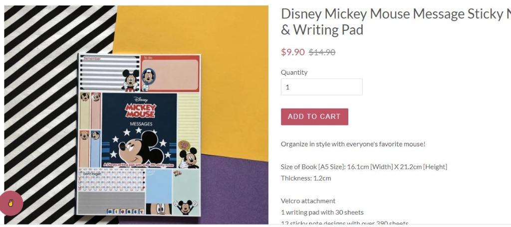 Disney Mickey Mouse Message Sticky Notes & Writing Pad, Hobbies & Toys ...