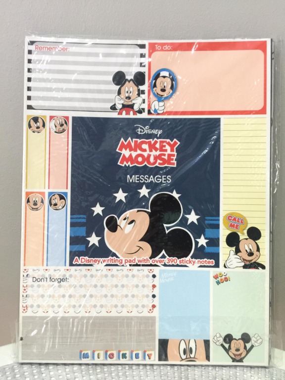 Disney Mickey Mouse Message Sticky Notes & Writing Pad, Hobbies & Toys ...