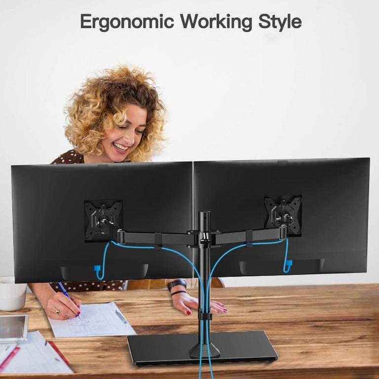 ErGear Dual Monitor Stand for 13"- 32" Screen Freestanding Base Dual ...