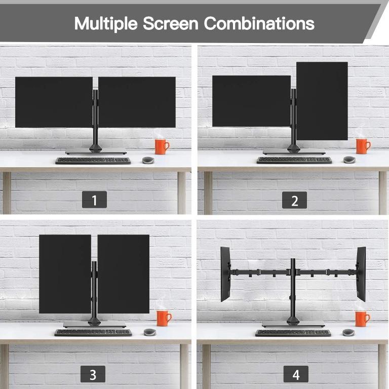 ErGear Dual Monitor Stand for 13"- 32" Screen Freestanding Base Dual ...