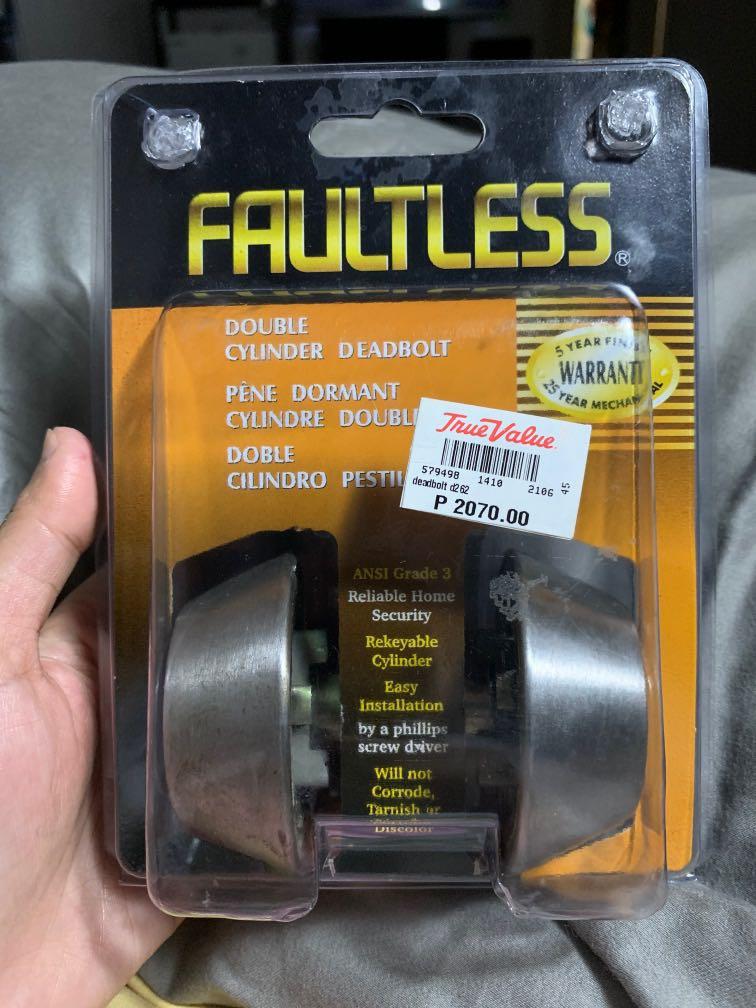 Faultless Double Cylinder Deadbolt, Furniture & Home Living, Security ...