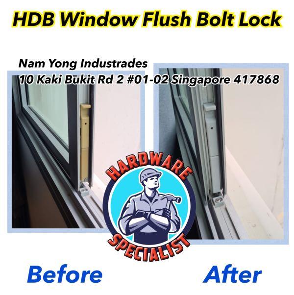 HDB Aluminum Window Casement Flush Bolt Lock 5090 / BTO, Furniture ...