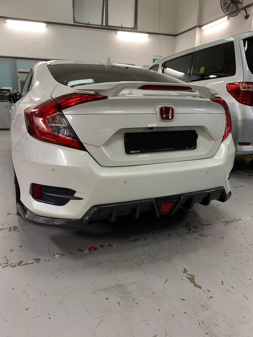 Honda civic FC rear diffuser in cf / glossy black with blink break ...