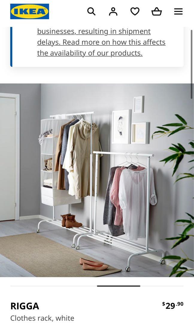 IKEA Rigga Clothes Rack (white), Furniture & Home Living, Furniture ...