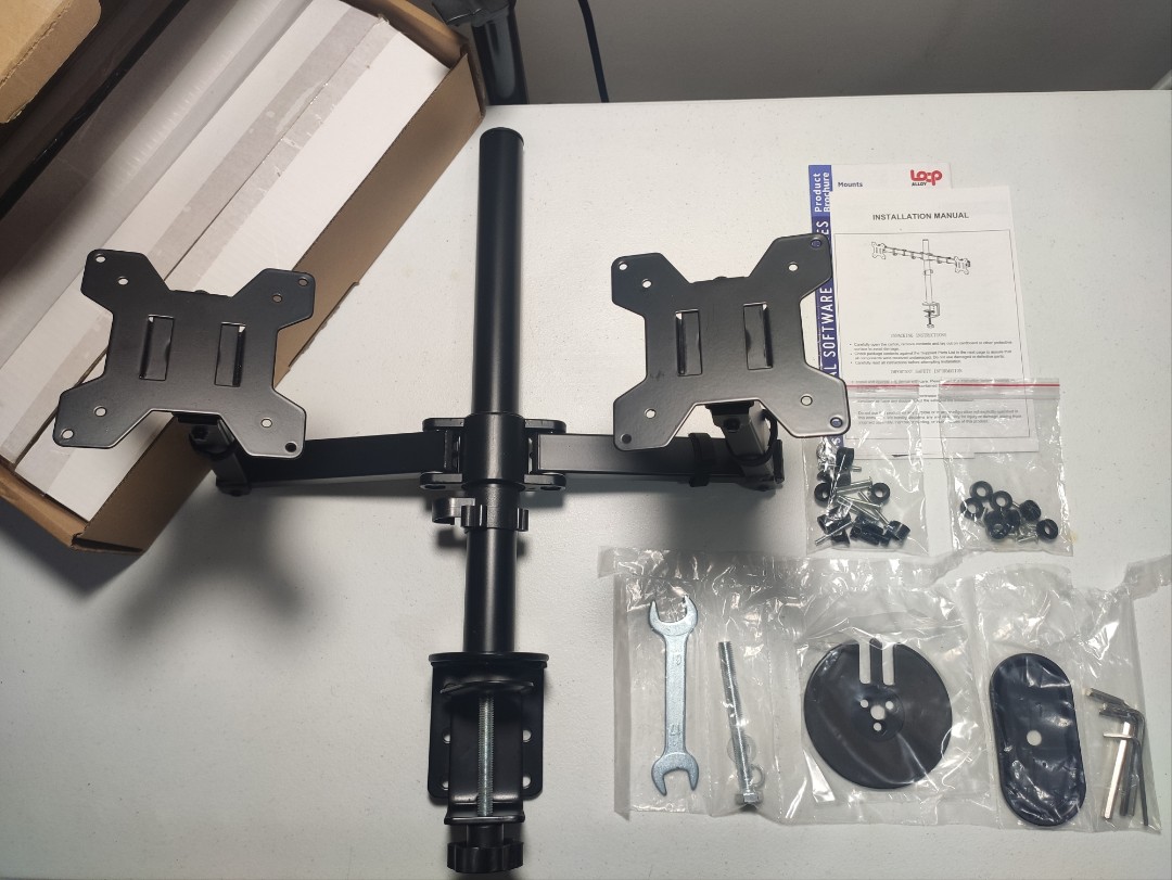 Loop Alloy Dual Monitor Bracket with C-clamp and Grommet (13kg per arm ...