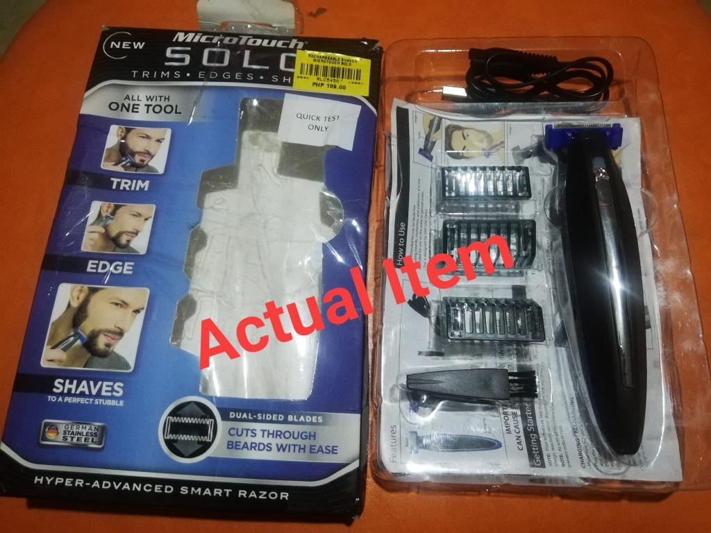 MICRO TOUCH SOLO RECHARGEABLE SHAVER/TRIMMER/EDGER, Beauty & Personal ...