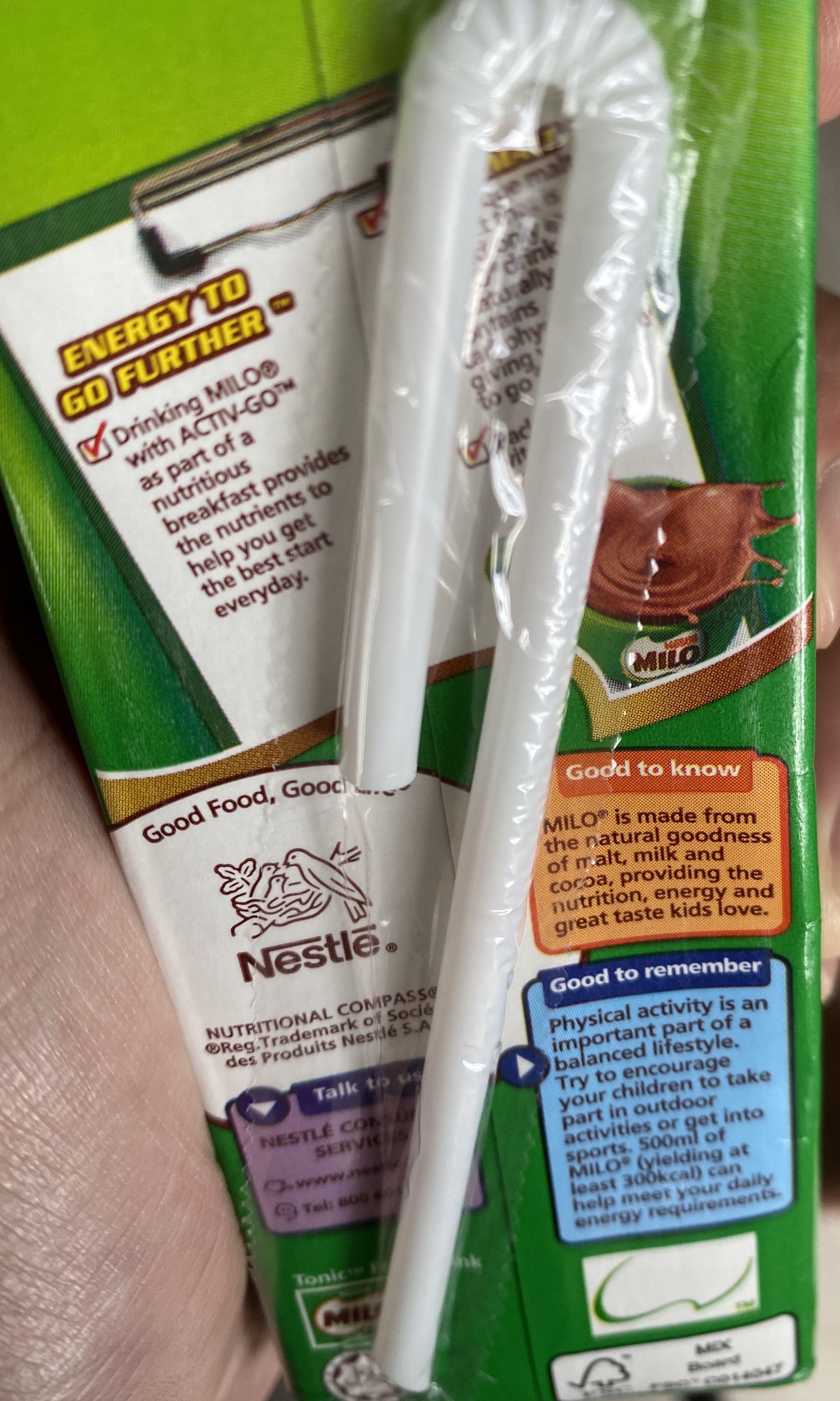 Milo with plastic straw, Food & Drinks, Beverages on Carousell
