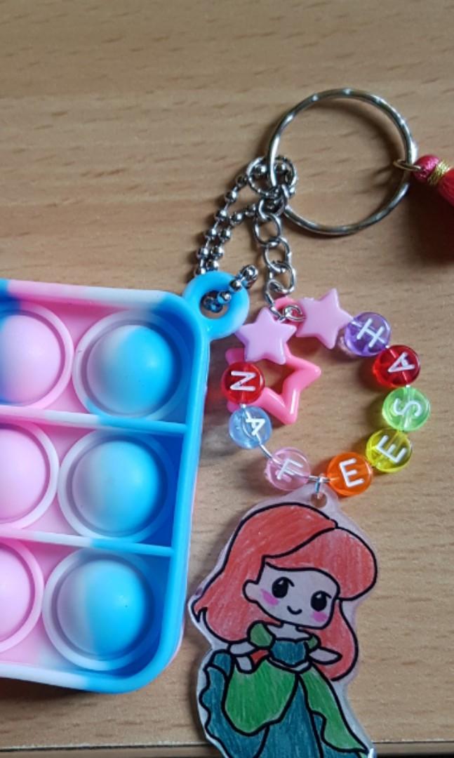 Name with poppit Keychain fidget toy customisable personalized pastel ...